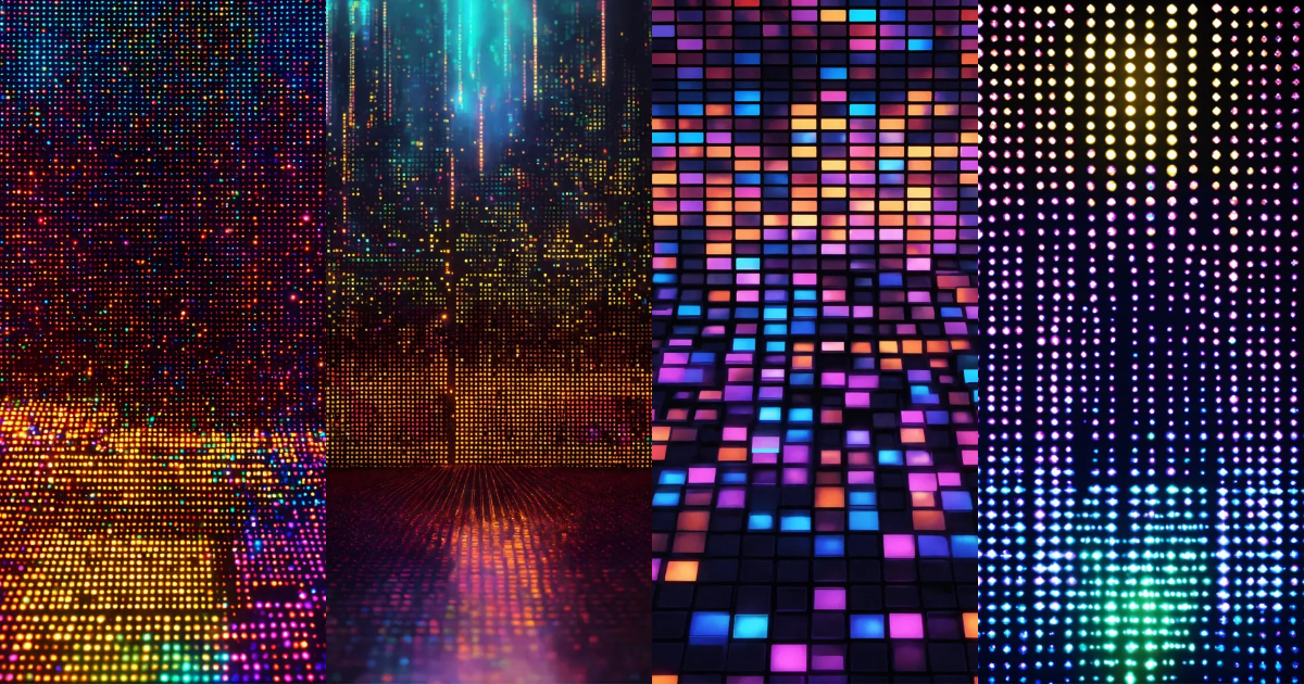 Lexica - Hologram of glowing pixel dots, square shape, cyberpunk style ...