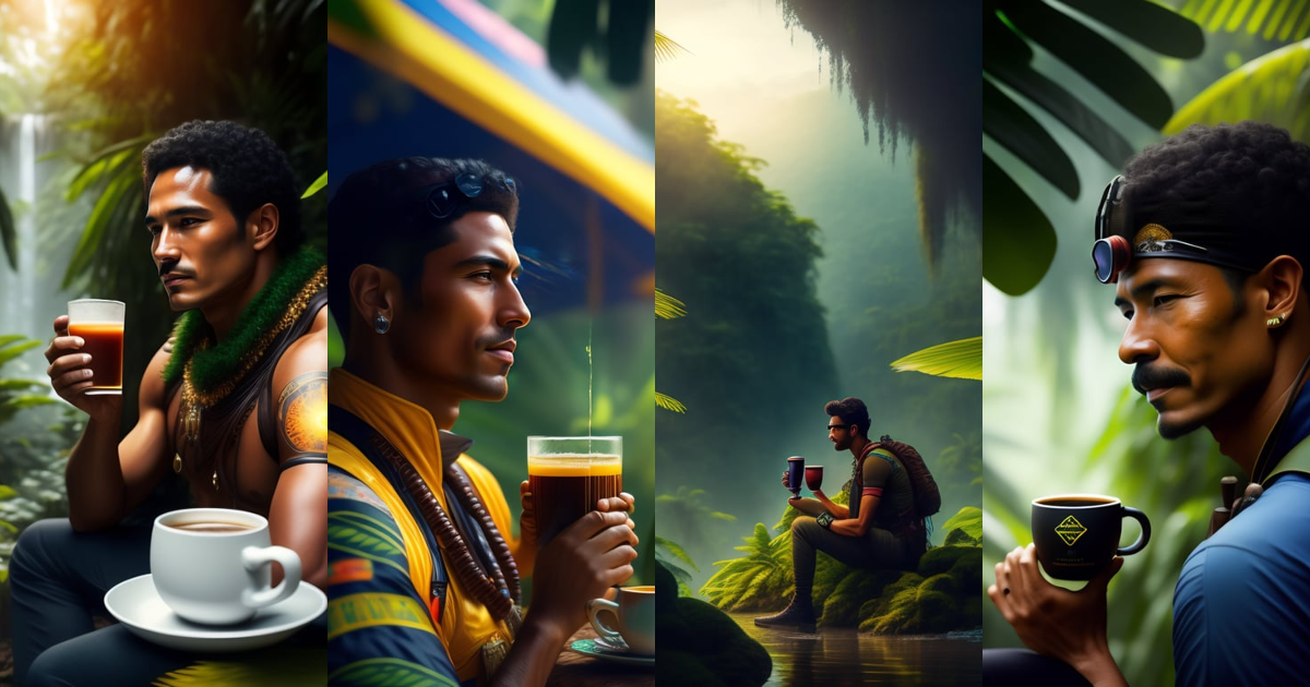 Lexica - Solarpunk man drinking coffee with background A high tech ...