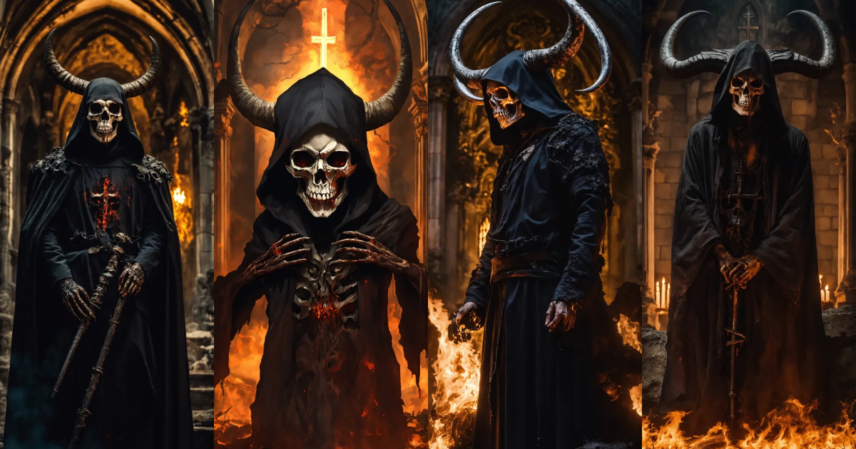 Lexica - Demonic skull, grim reaper, death, rotting flesh, glowing eyes ...