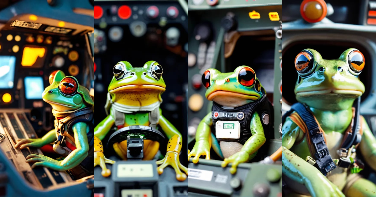 Lexica - A cute and tiny frog commander inside the Space Shuttle's ...