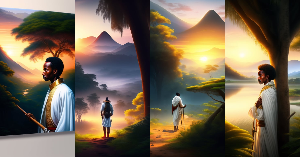 Lexica - An ethiopian young shepard dressed in white the forest with ...