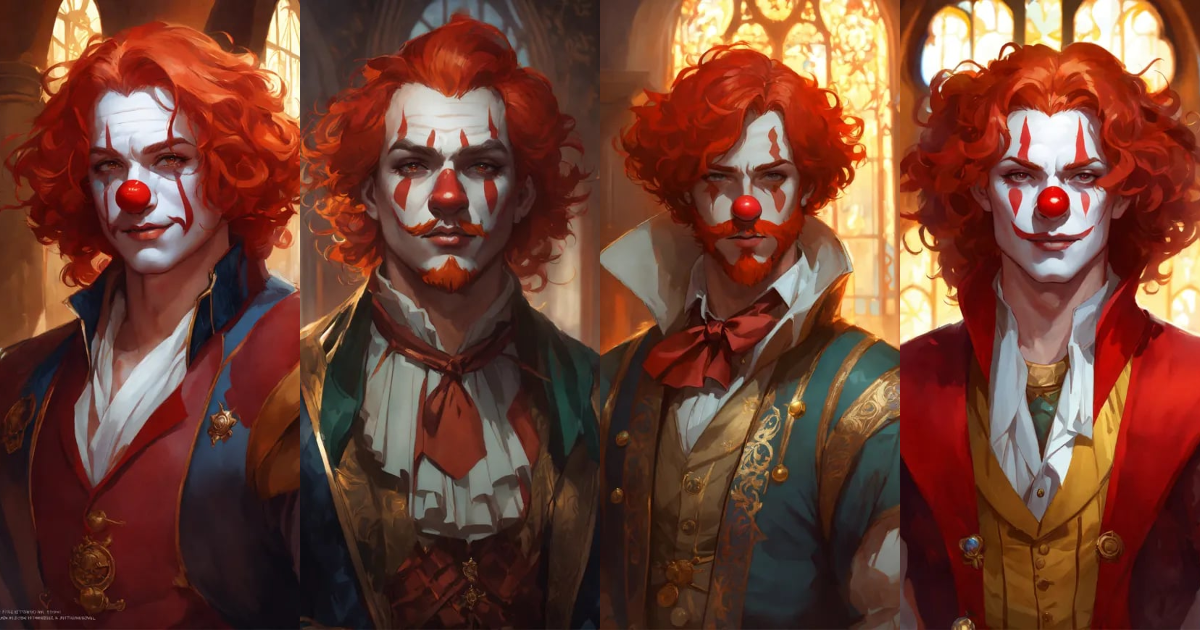 Lexica - Male medieval royan bufoon clown in the court, red hair, art ...