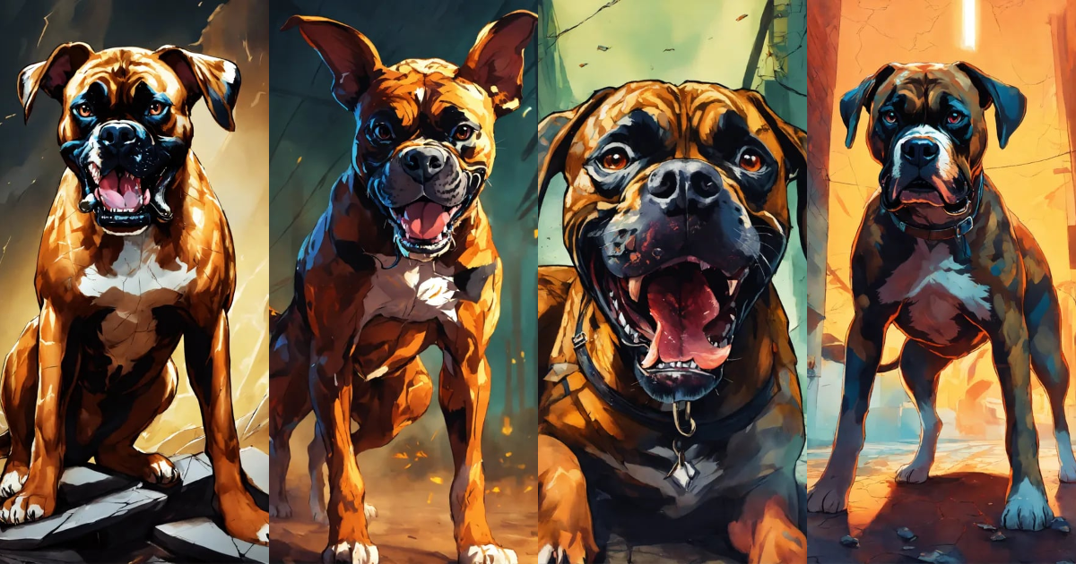 Lexica - Colored illustration, brindle colored fierce boxer dog ...