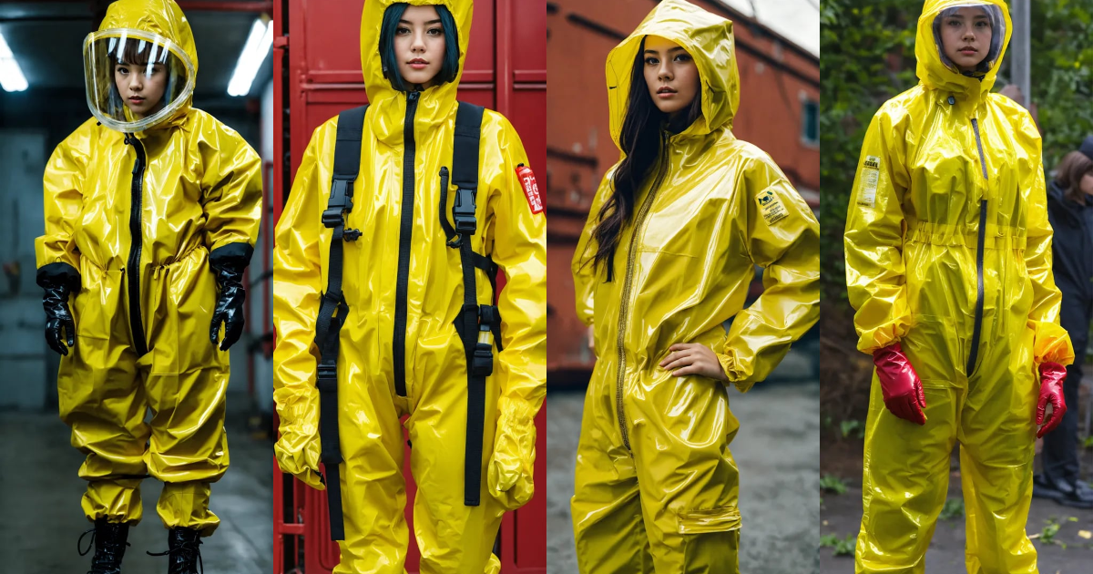 Lexica - Girl in glossy yellow hazmat suit