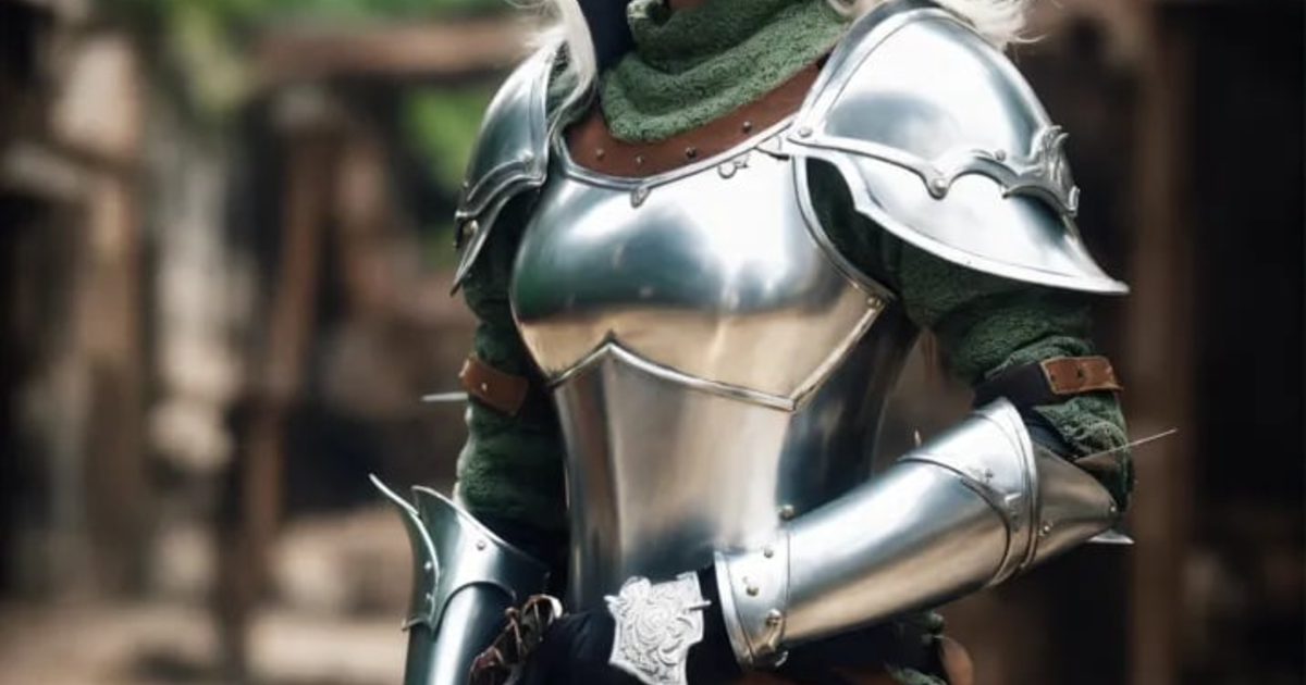 Lexica - A fantasy female paladin with white rabbit ears, wavy white ...