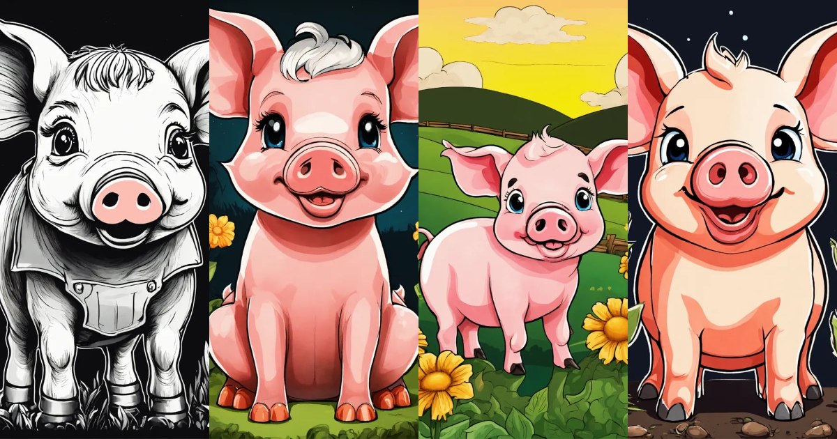 Lexica - Generate a cute little pig on a FARM , super eye-catching ...