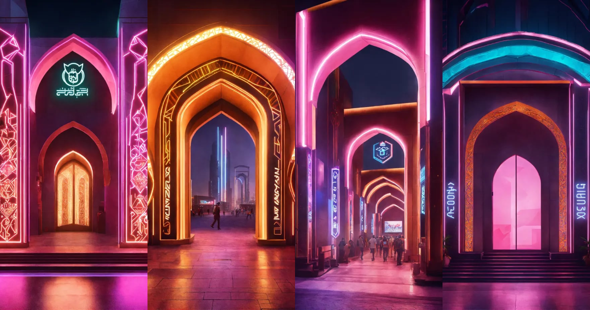 Lexica - Generate an image of the entrance of the esports venue ...