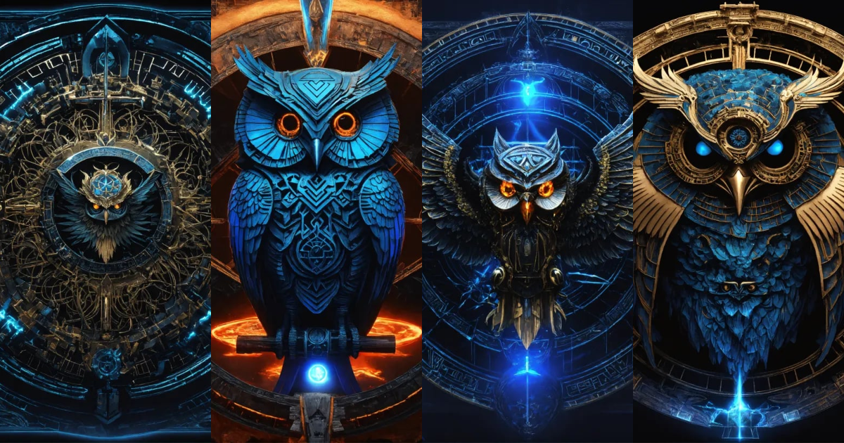 Lexica - Dark Evil Black, blue and black digital occultic sigil owl ...