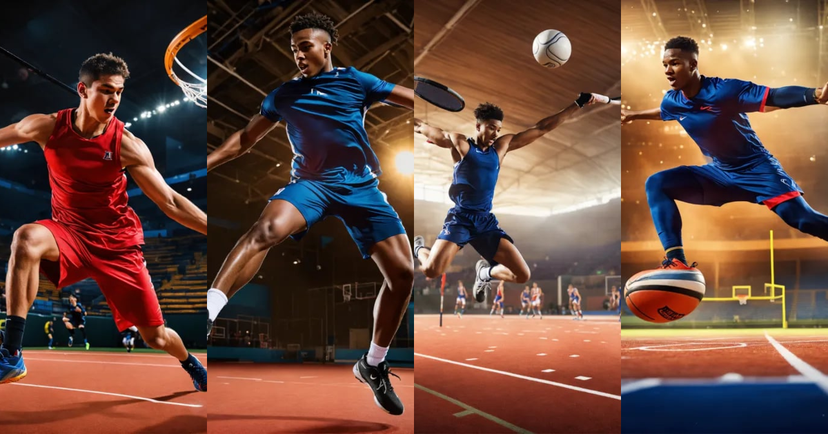 Lexica - Generate an image of a multi-sport athlete in the midst of ...