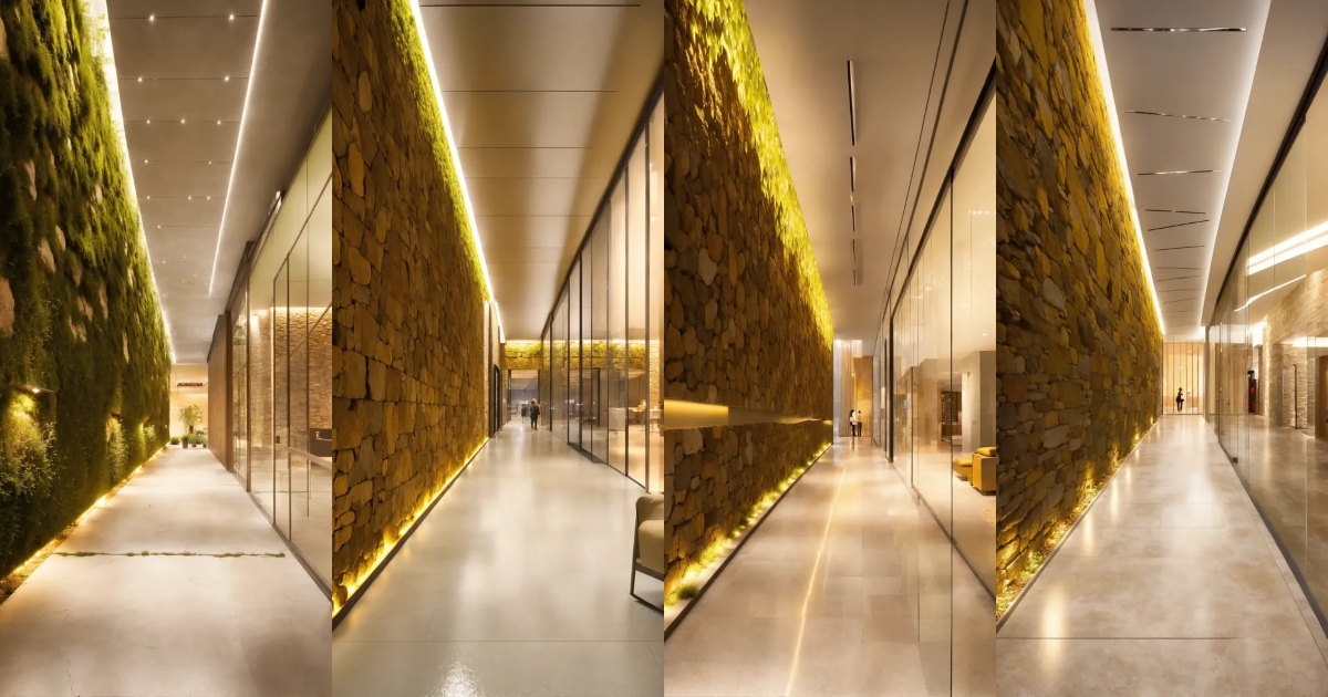 Lexica - Airport corridor, one side of the corridor full height glass ...