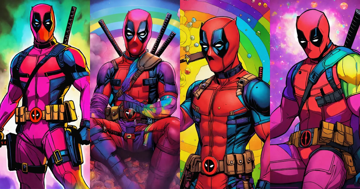 Lexica - Deadpool god purple rainbow
