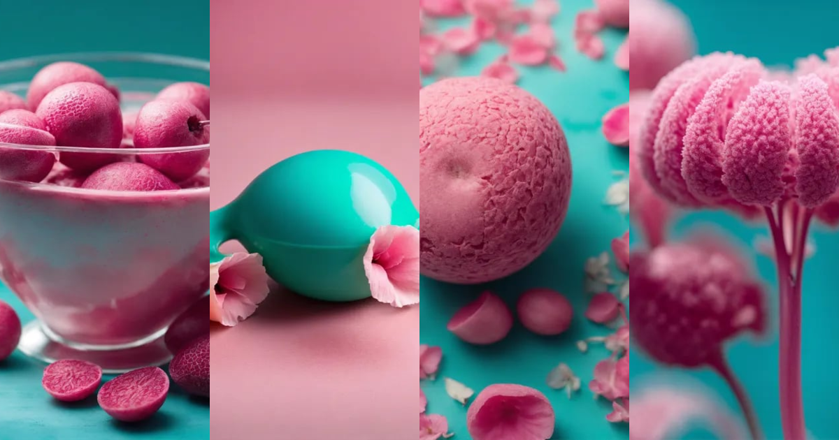 Lexica - Pink healthy ovaries body on a desaturated turquoise background