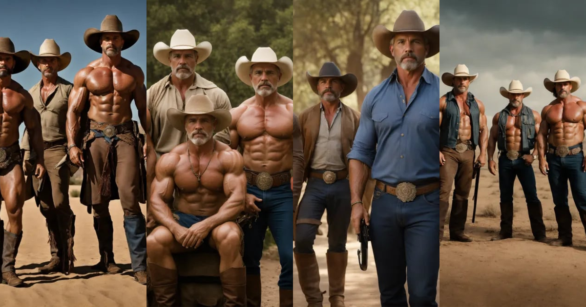 Lexica - A portrait of group stunningly beautiful middle age cowboys of ...