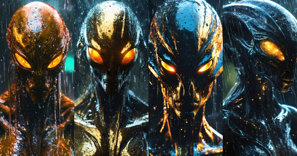 Lexica - An menacing alien with glowing eyes filled with swirling ...