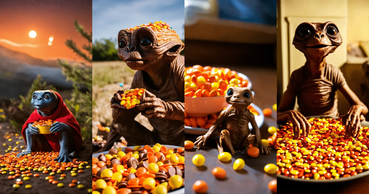 Lexica - E.T. eating Reeses Pieces
