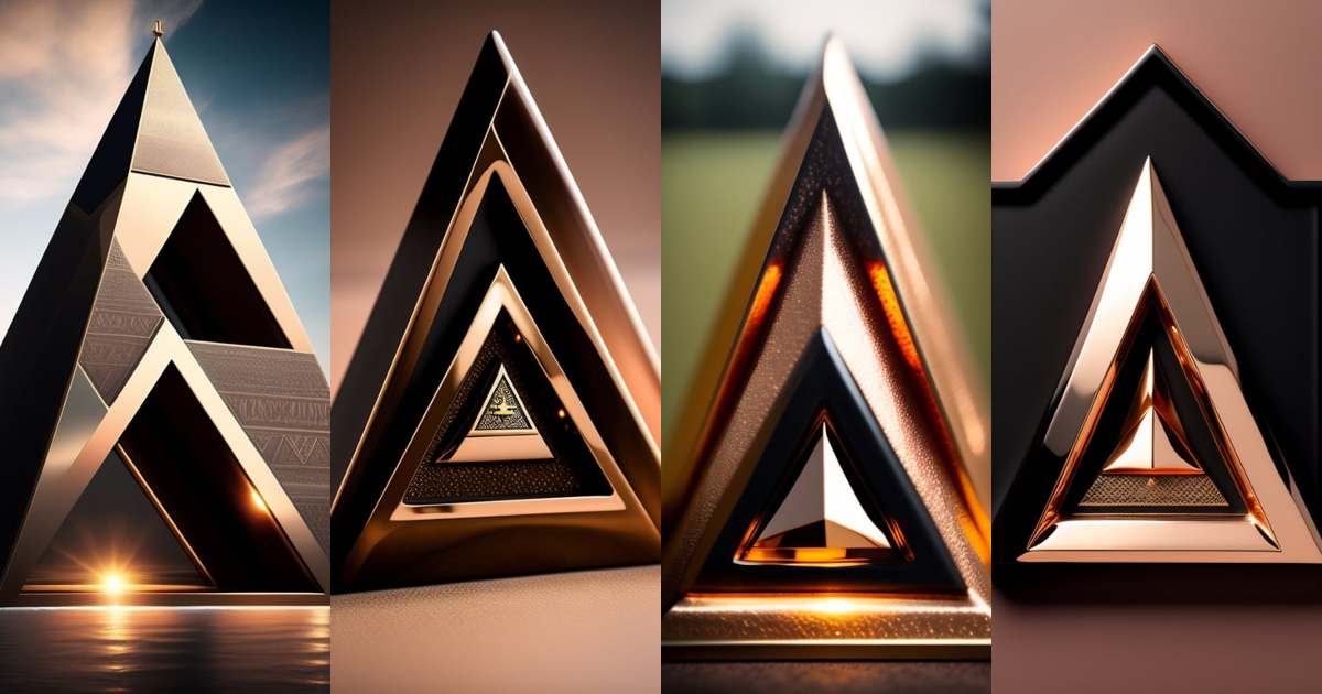 Lexica - Create a carved pyramide of illuminati with black eye unside and rosegold portrait