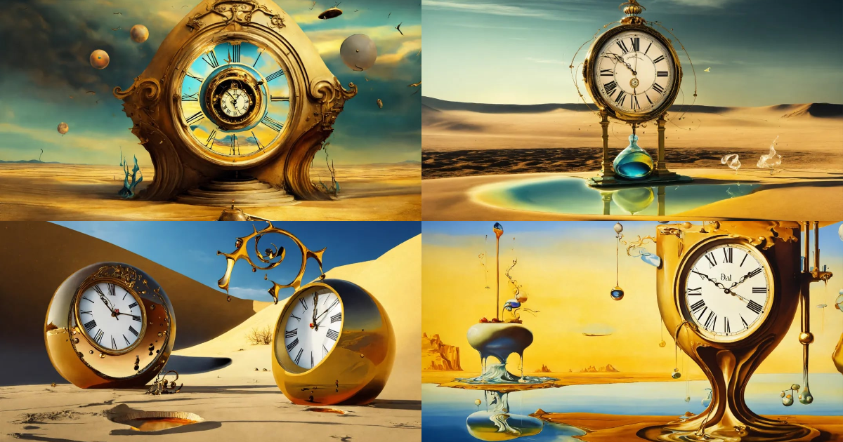Lexica - Surrealism bending melting Clocks Dalí style