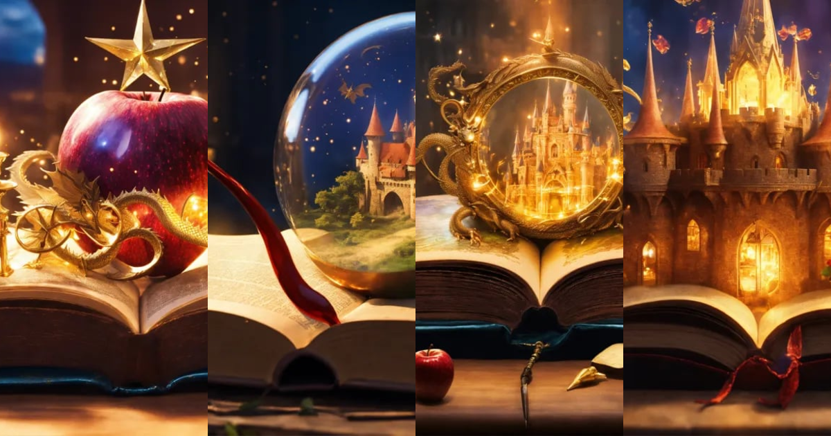 Lexica - A fancy magic book from which magic bursts into the world, a ...