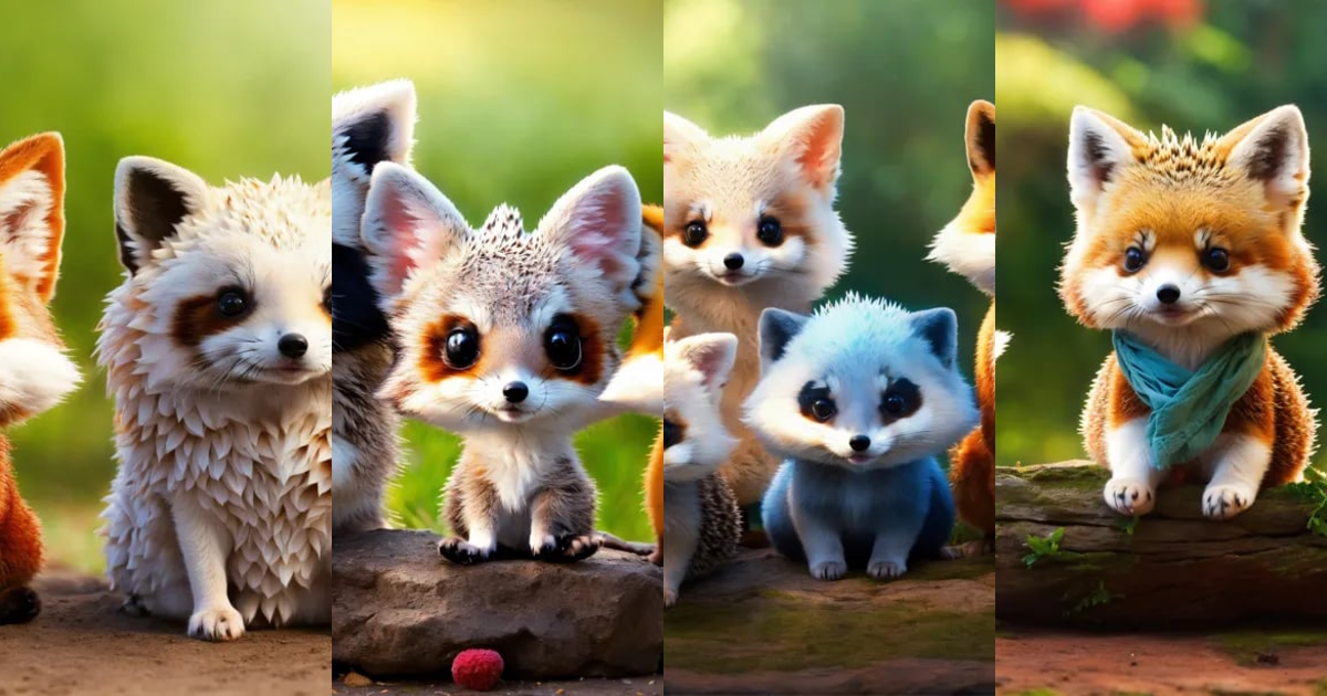 Lexica - 10 Cute animals sitting together Hedgehog, Arctic Fox, Red ...