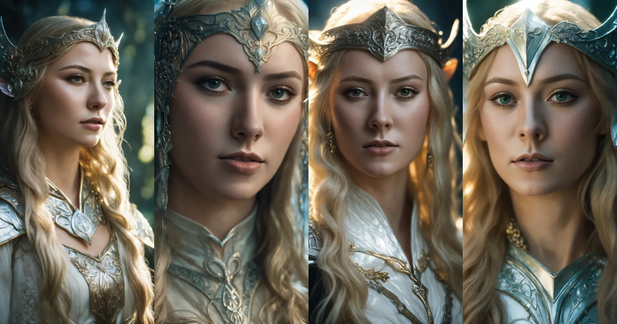 Lexica - Closeup portrait of an elven queen, Galadriel, wearing white ...
