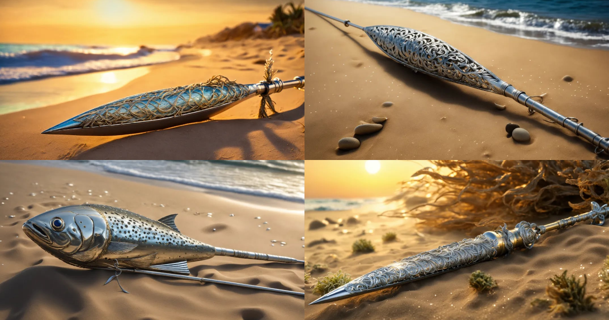 Lexica - 8k, picture of a narrow and delicate toothed fishing spear ...