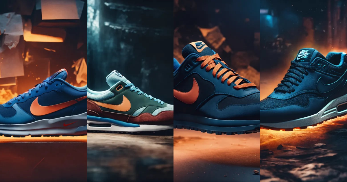 Lexica - Nike running sneakers, dark background, 2d illustration ...