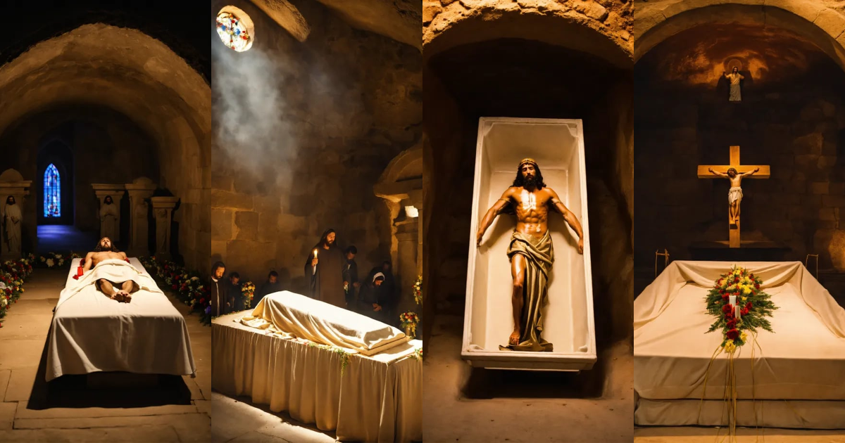 Lexica - Jesus christ body being laid to rest in a tomb