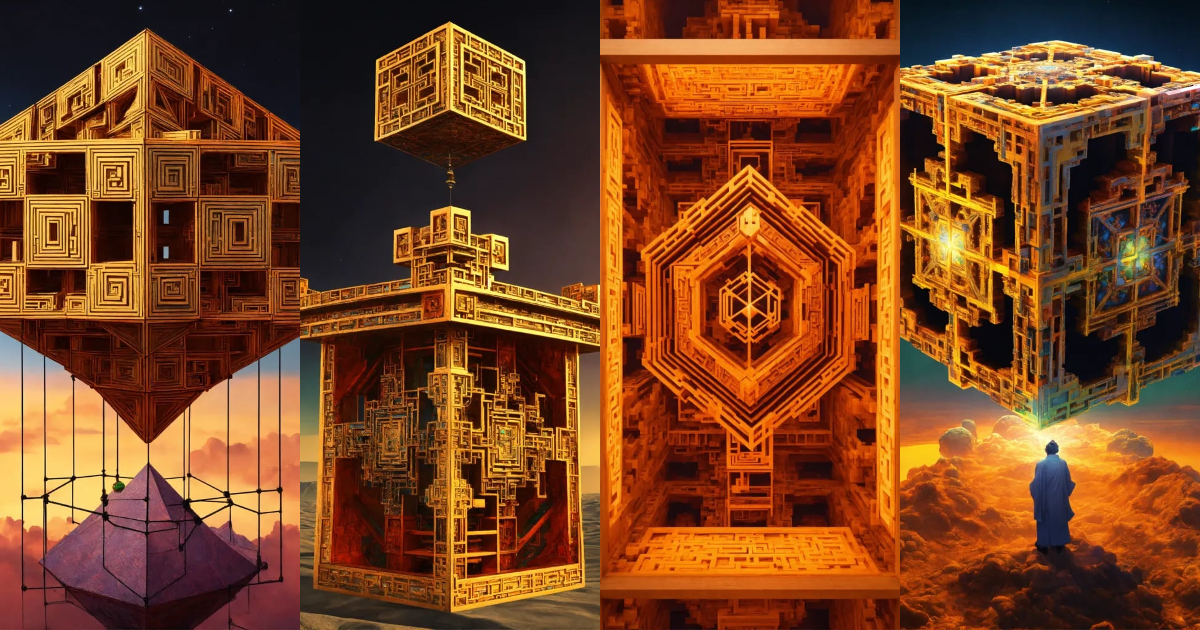 Lexica - Taoist monk tesseract body fractal three point perspective ...