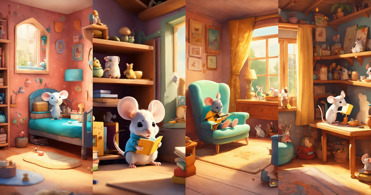 Lexica - A cute and smart mice , inside his house, furniture made of ...