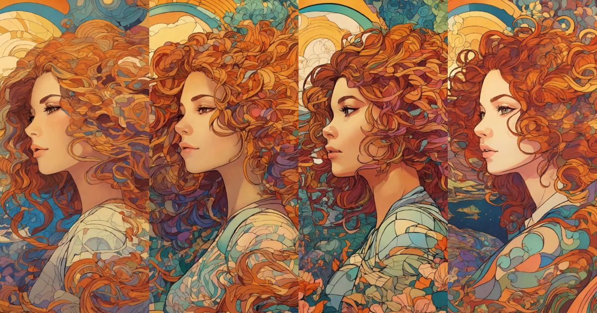 Lexica - Light, Centered, colorful, modern illustration of a girl with ...