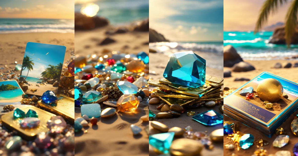 Lexica - Realistic ,futuristic trading cards with gemstones pile on the ...
