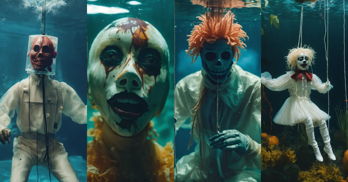 Lexica - Scary puppet on a string under water, halloween, model, 8k ...