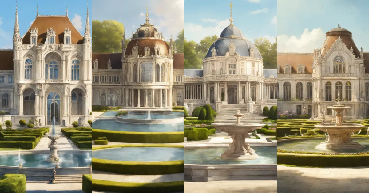 Lexica - Drawing of a fully shown elegant white marble and brown roof ...