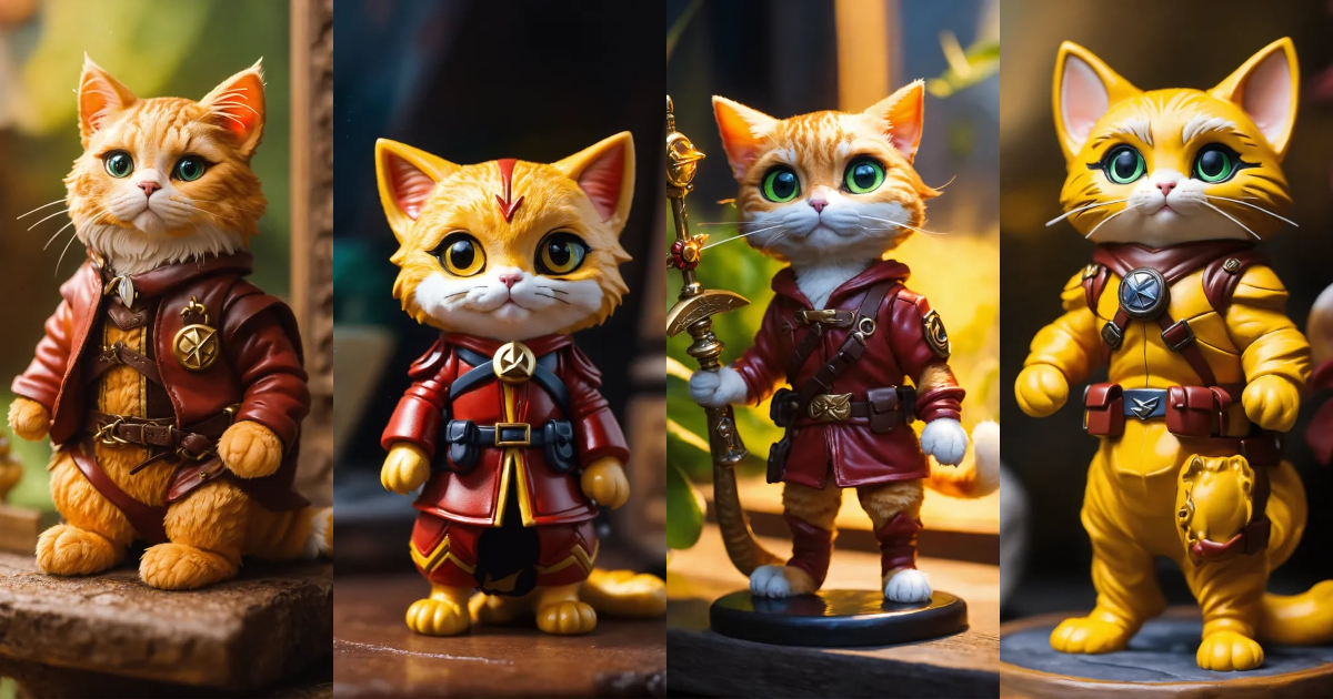 Lexica - The flash themed Cute cat, cat adventurer figure, product shot ...