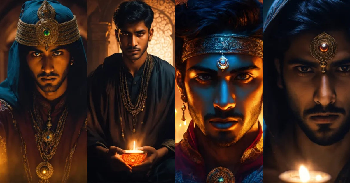 Lexica - Dramatic portrait of a young handsome, wicked South Asian ...