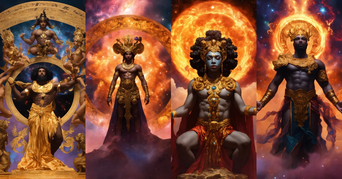 Lexica - "Create a mythological tableau where the ebony gods are ...