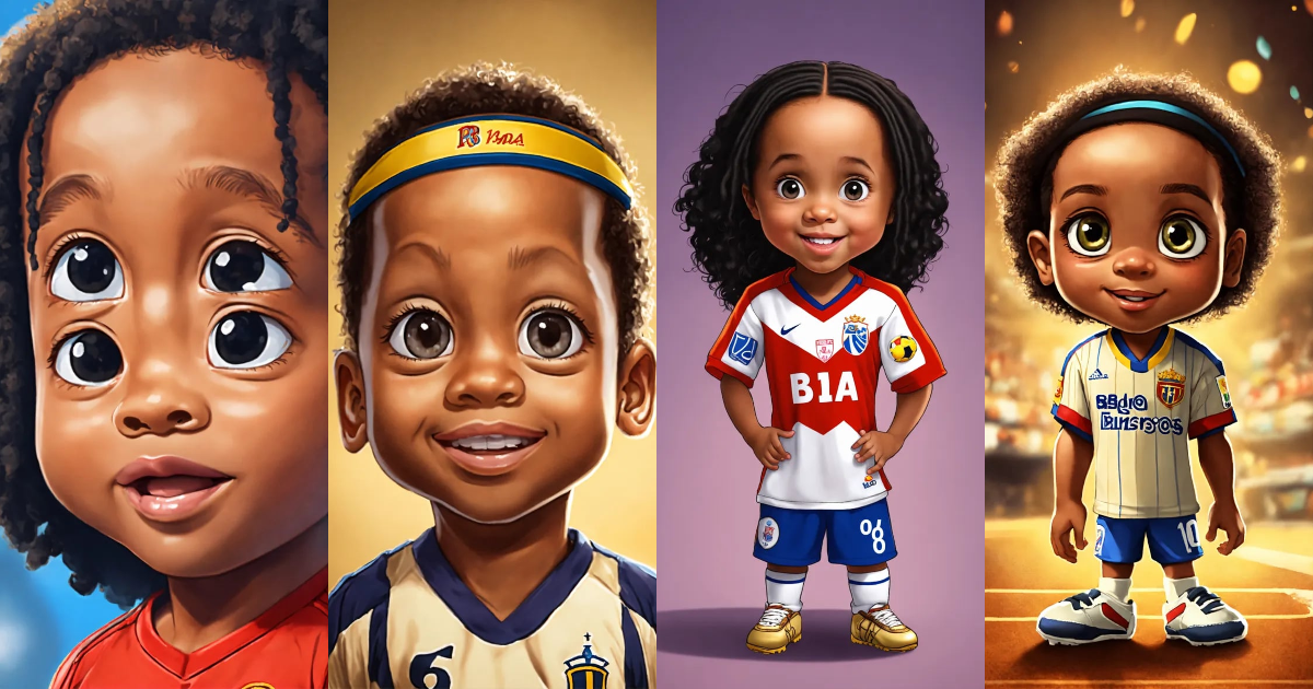 Lexica - Ronaldinho cute baby cartoon big eyes realist dent du bonheur