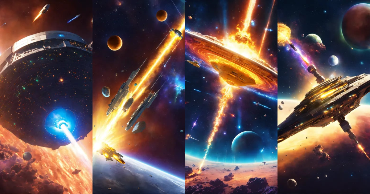 Lexica - Super giant gamma blast ray destroying a little starship in space