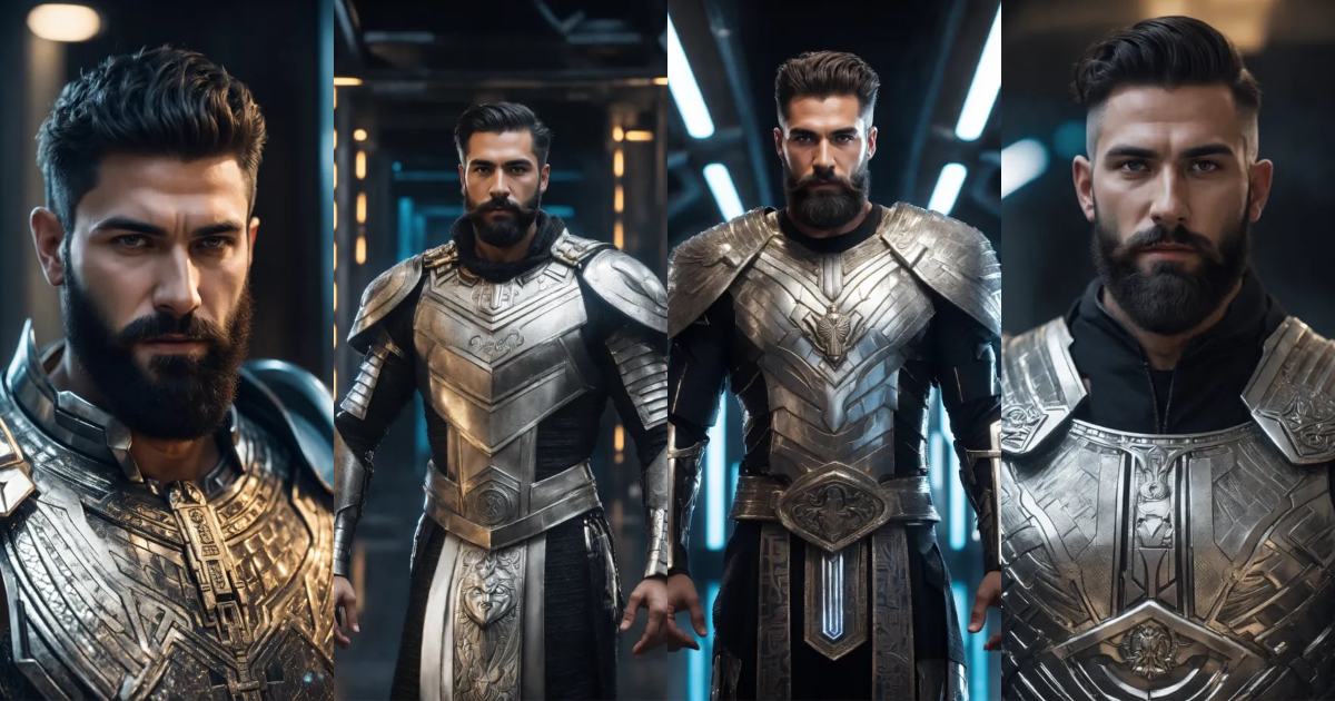 Lexica - Well groomed bearded man, a strong handsome white god wizard ...