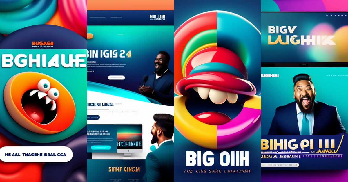 Lexica - Create a UI / UX Landing page for a comedy network called Big Laugh Comedy with a Teal ...