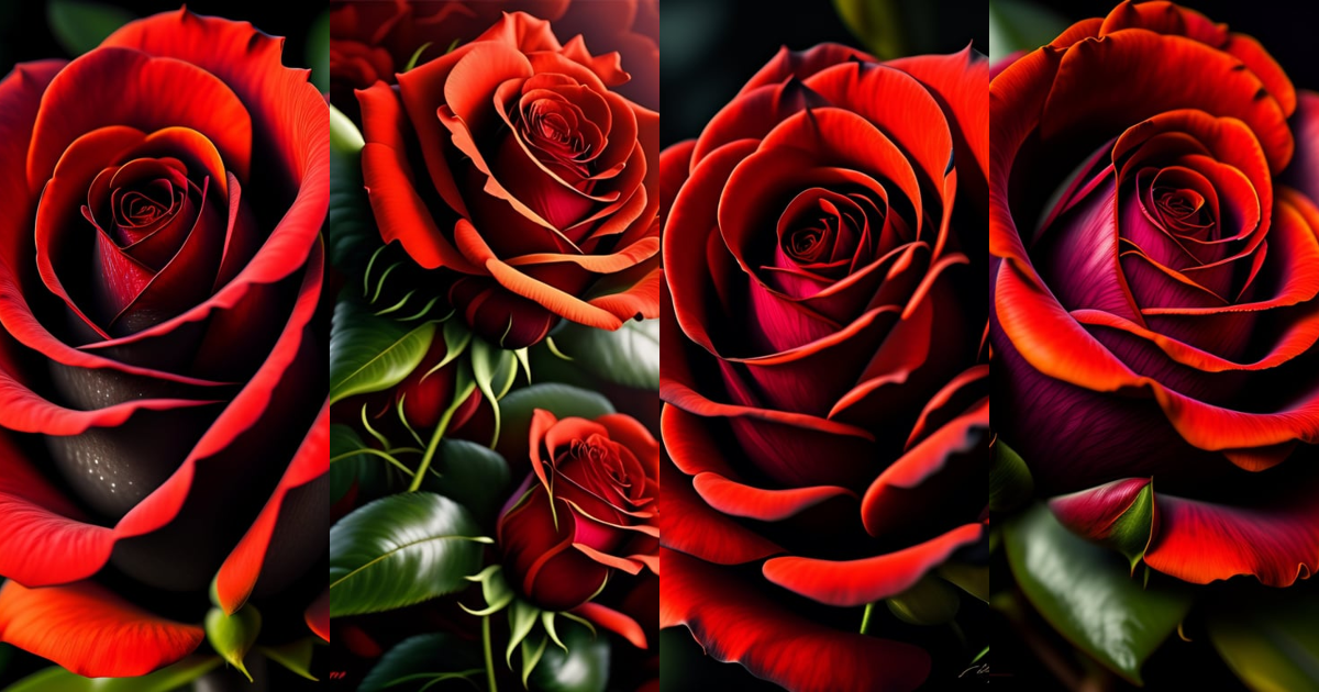 Lexica - Large impressive dragon black scales coming out of a red rose ...