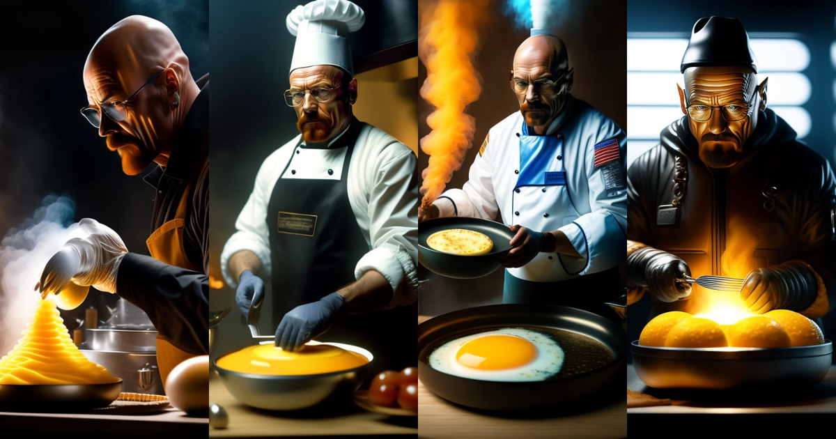Lexica - Walter White from Breaking Bad cooking fried eggs, by Hans ...