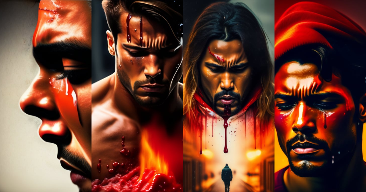 Lexica - Crying man bleeding from heartache