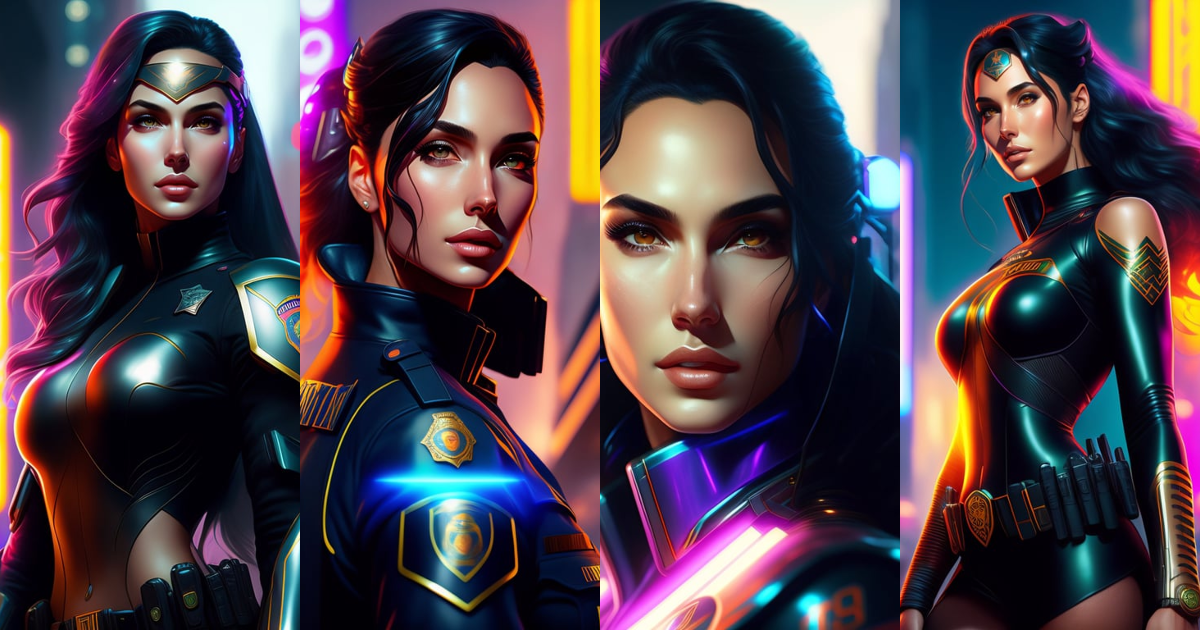 Lexica - Anime key visual of Gal Gadot police officer, neon, cyberpunk ...