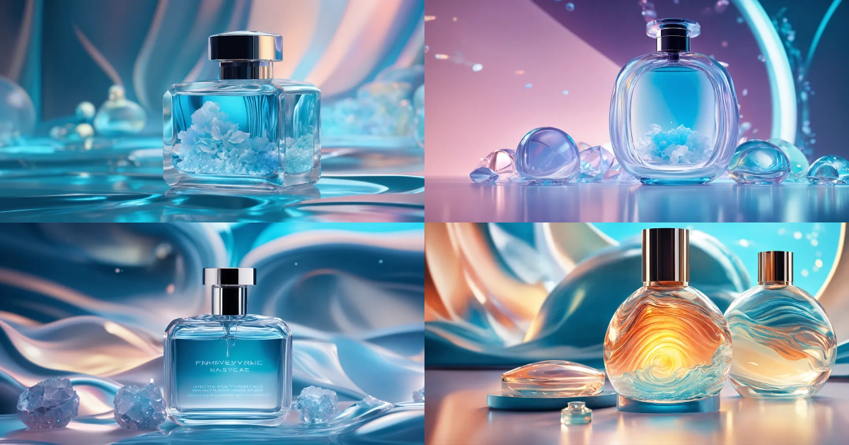 Lexica - Futuristic fragrance, products scene in the style of multiple ...