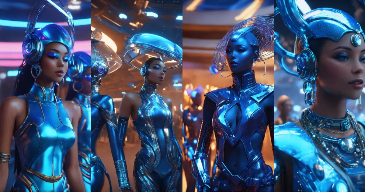 Lexica - Zoom out from a beautiful enchanting charismatic blue alien ...