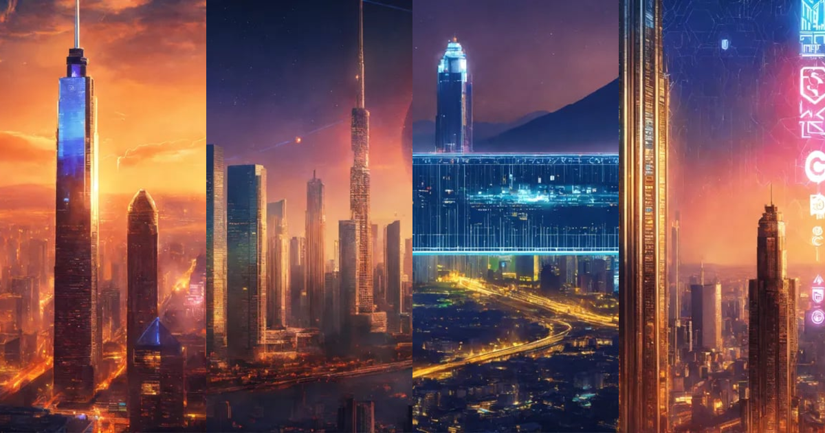 Lexica - BANNER OF A CRYPTO CURRENCY PROJECT IN 2050 CITY