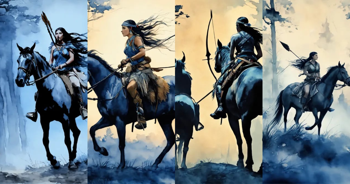 Lexica - Amazing watercolor painting of a beautiful female native ...