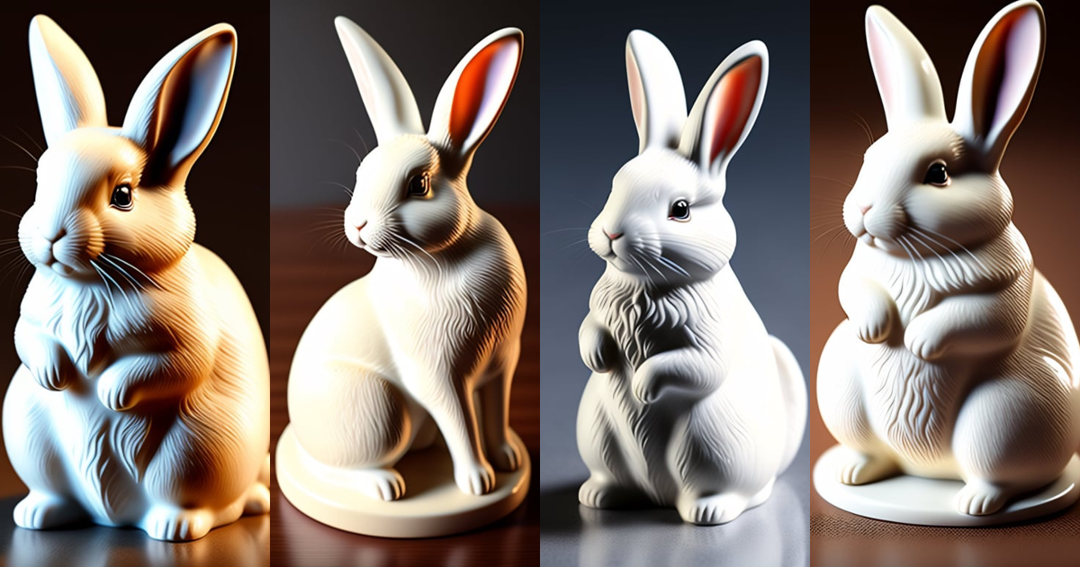 Lexica - Porcelain statue of a cute rabbit. Fine intricate details