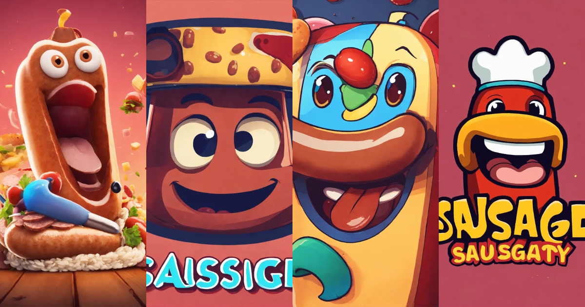 Lexica - Sausage party, cartoon discord server logo, 2d, funny, simple ...